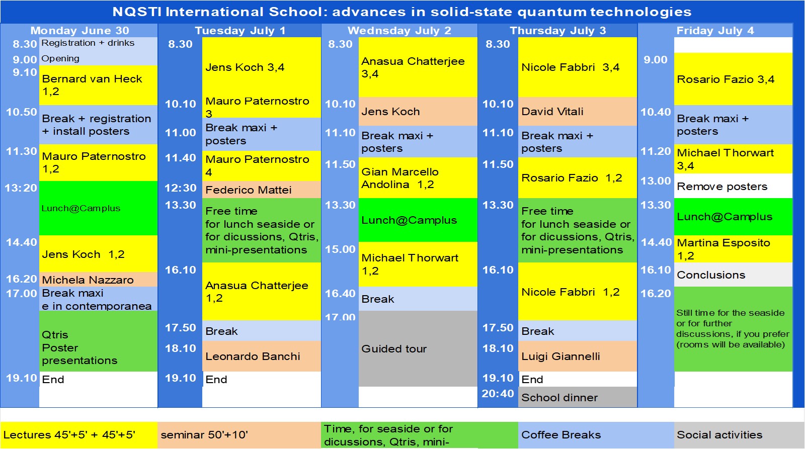NQSTI International School: advances in solid-state quantum technologies